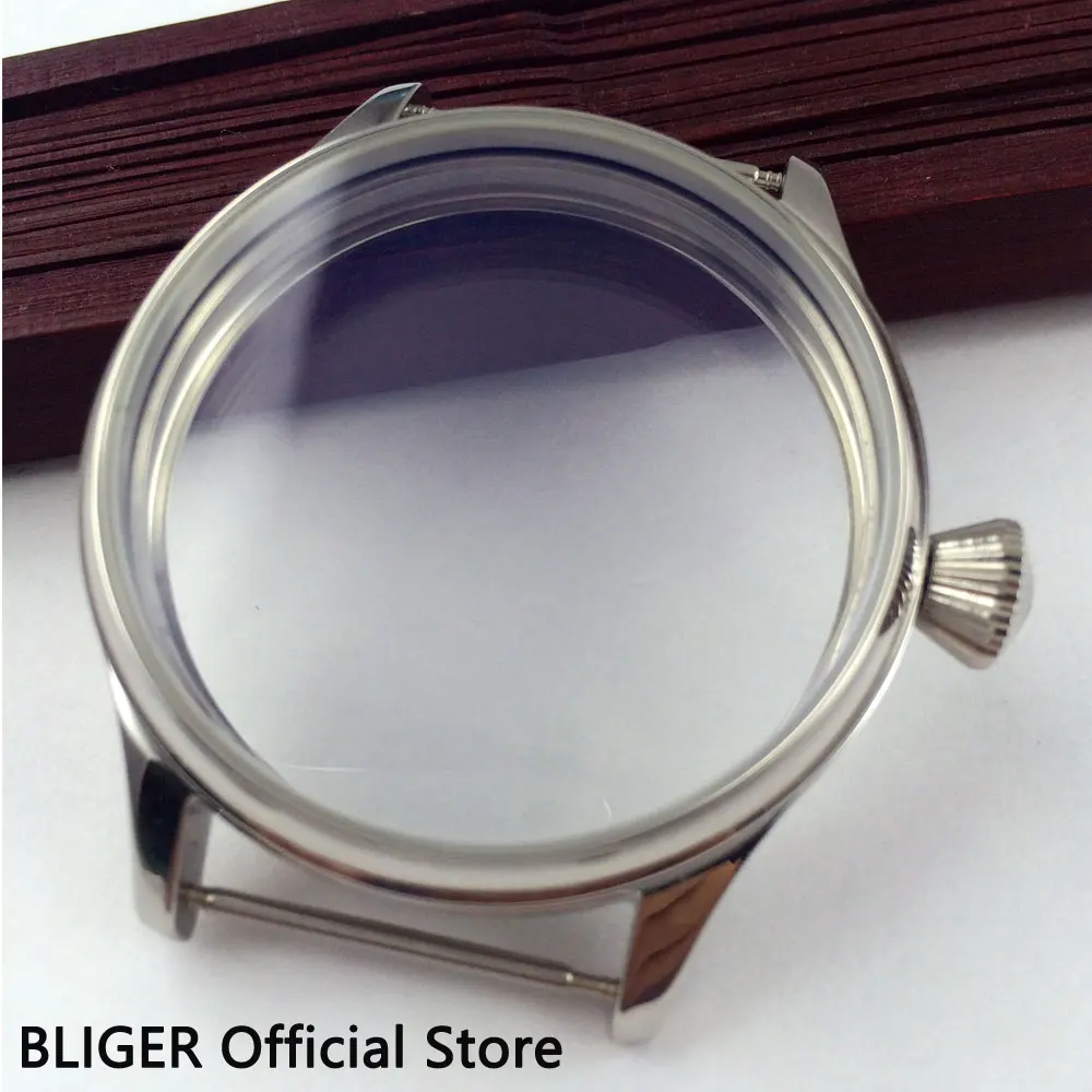 BLIGER 44MM Stainless Steel Sterile Watch Case Fit For ETA 6497 6498 ...