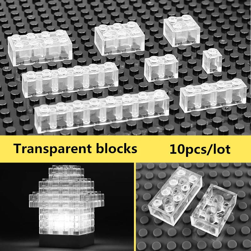 10pcs-lot-Transparent-Building-Block-bricks-Luminous-block-Compatible ...