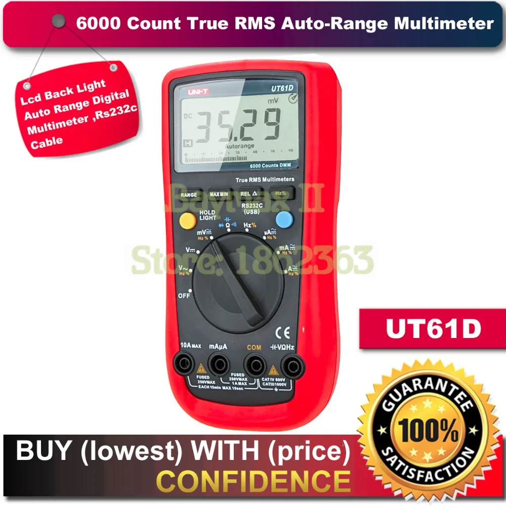 Uni-t Ut61d 6000 Counts True Rms Auto Range Multimeter Ac/dc Voltage ...