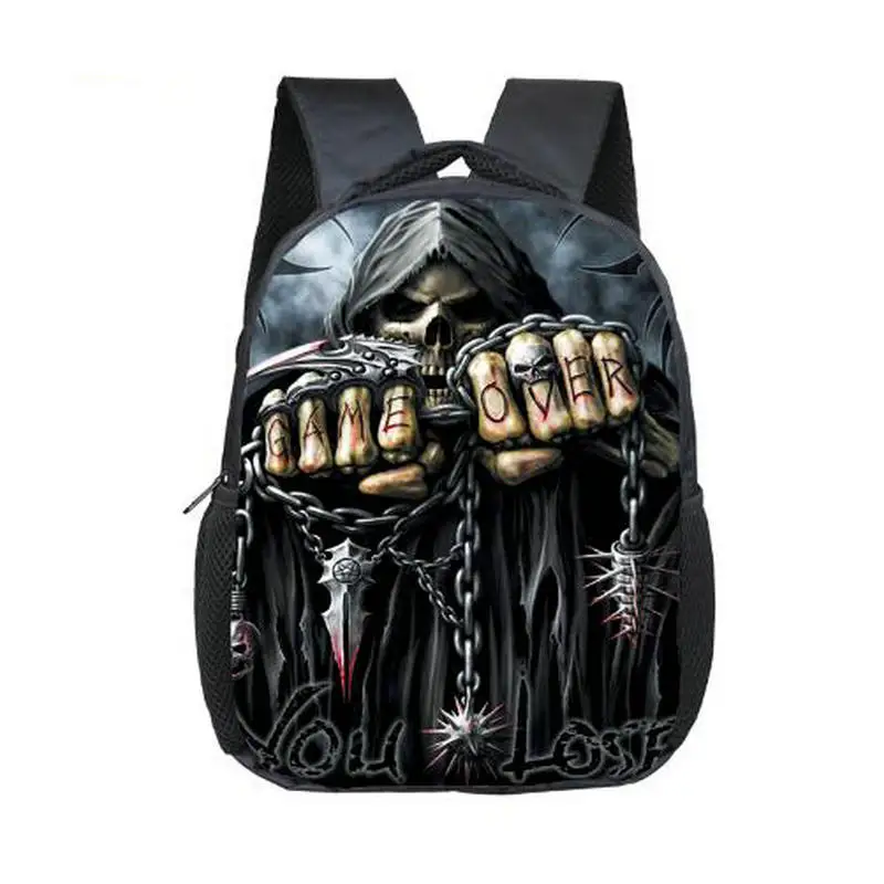 12-inch-Kids-Cool-Death-Skull-Backpacks-Grim-Reaper-Children-School ...