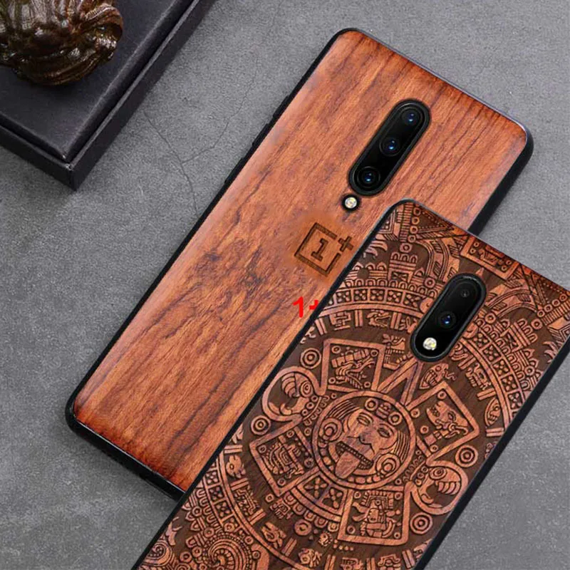 Carved Wood Case For OnePlus 7 Pro One Plus 7 Pro Shockproof Case TPU ...