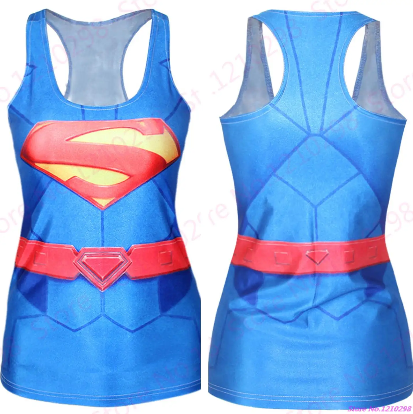 Blue Superman Fitness Yoga Shirts Sleeveless Running Singlet Red Sports ...