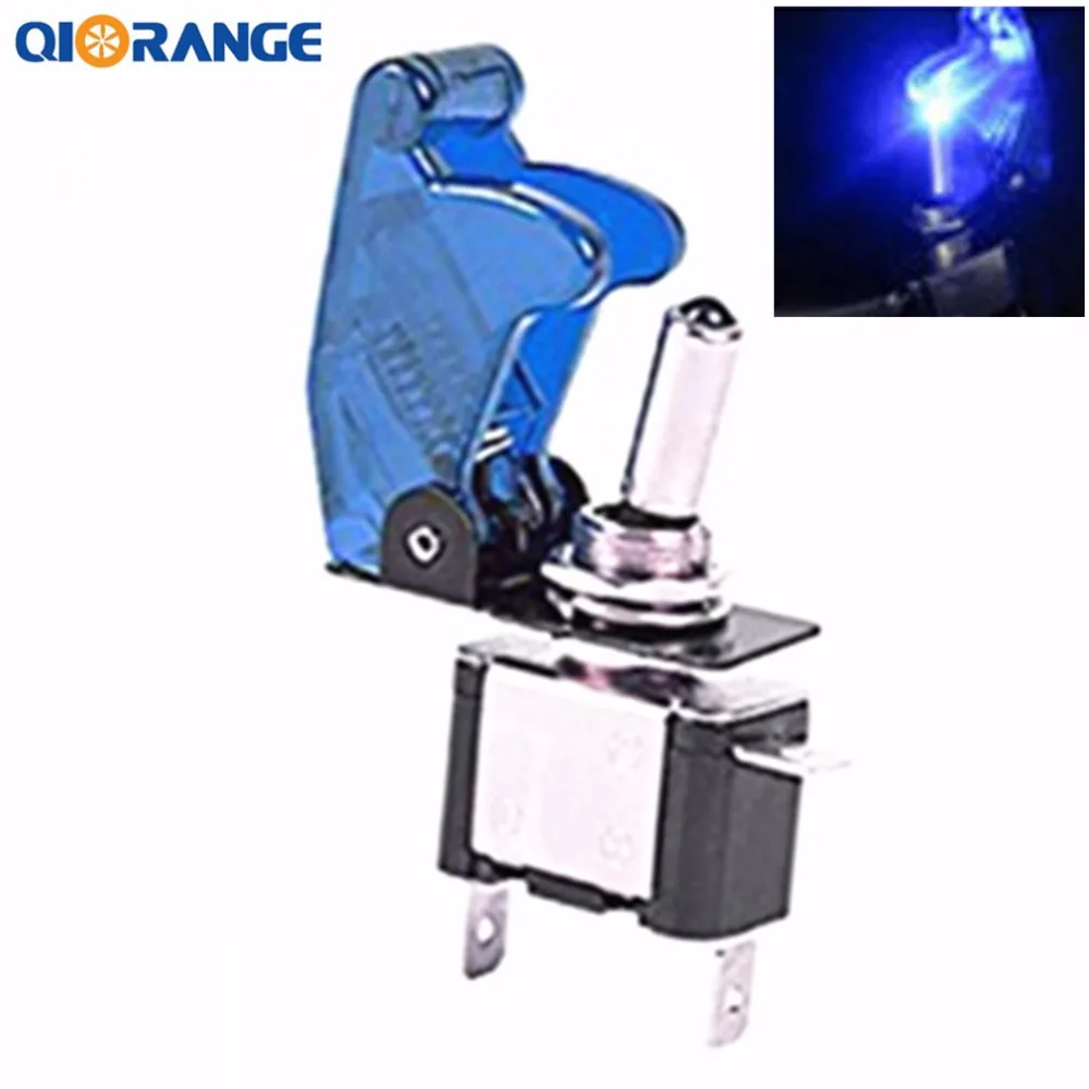 QIORANGE Blue Color 12V 20A Toggle Switch Car Auto Cover LED Light SPST ...