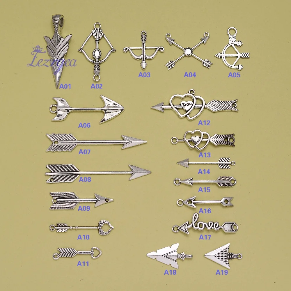 Arrow Charms, Antique Silver plated arrow Pendants/Charms, arrow ...