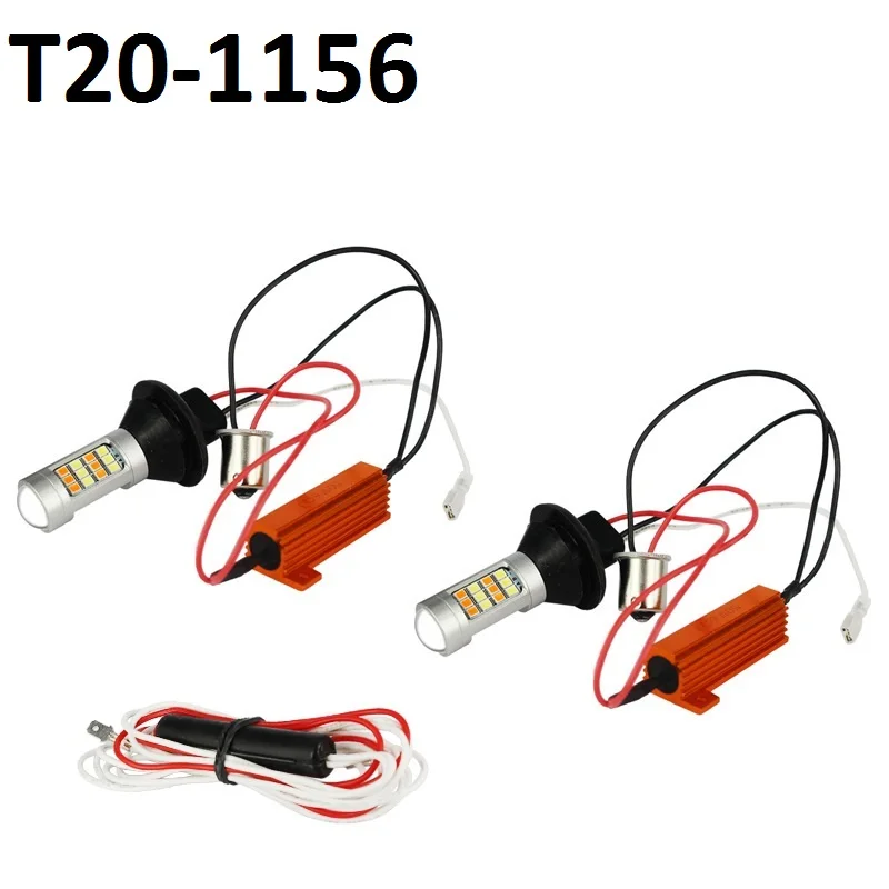 2X T20 W21W LED CAN BUS Luz de Día LED Coche Blanco/Ámbar Color Dual ...