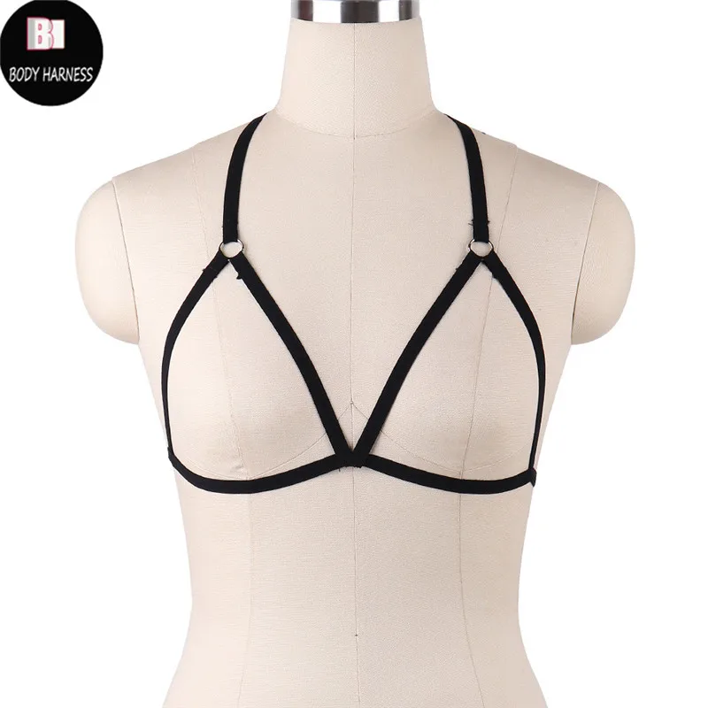 Sexy Women Body Harness Hollow Out Elastic Goth Cage Bra Bandage Strappy Bustier Belt Harness