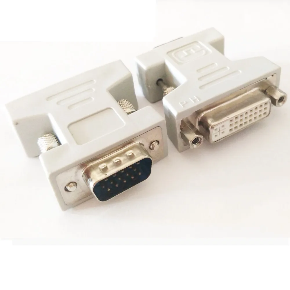 2pcies Lot Vga Svga Rgb 15pin Male To Dvi I 24 5 Female Adapter Beige