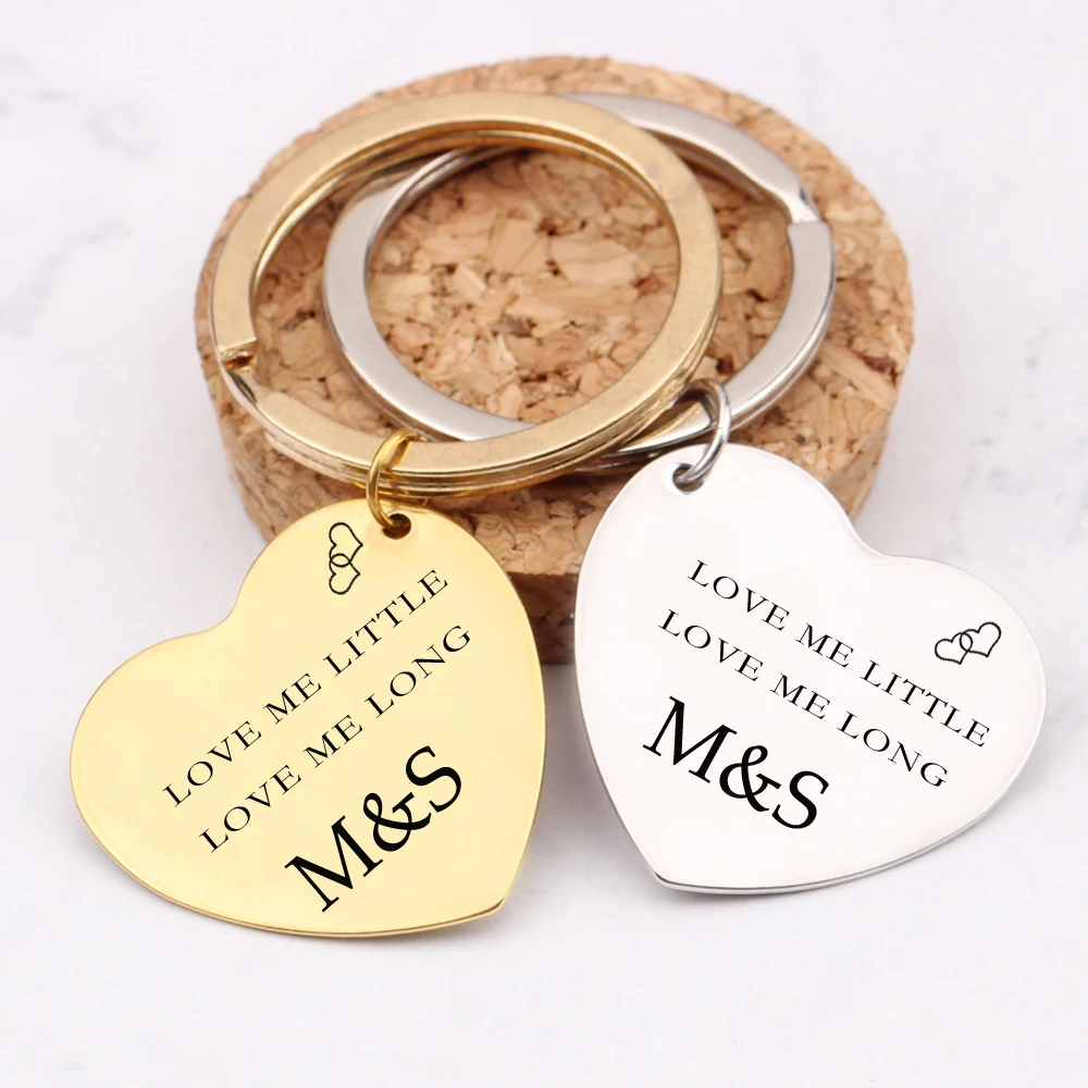 Name Custom Engraved Love Me Little Love Me Long Key Chains Gifts For ...