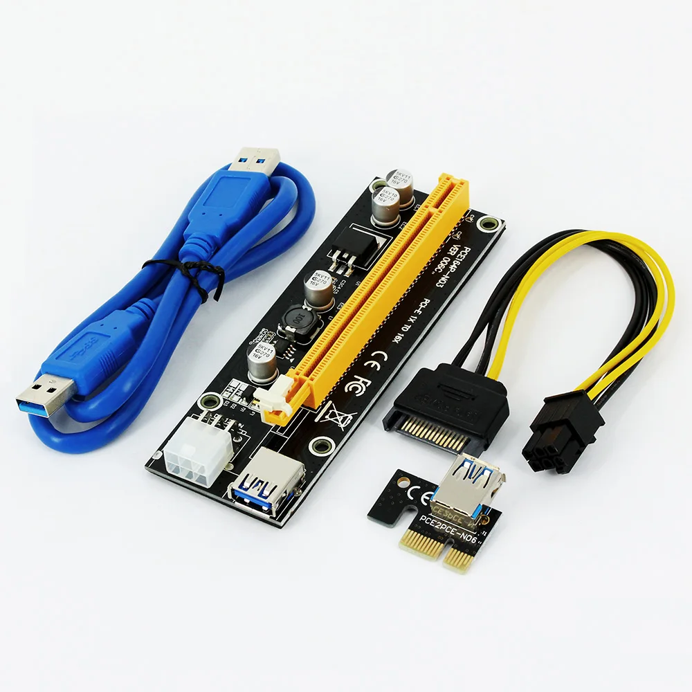 006C PC PCIe PCI E PCI Express Riser Card 1x to 16x USB 3.0 Data Cable ...