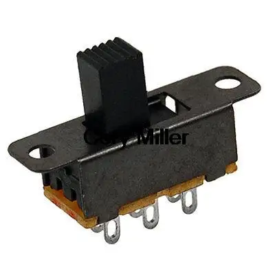 3 Position 2P2T DPDT Panel Mini Vertical Slide Switch 6 Solder Lug Pin ...
