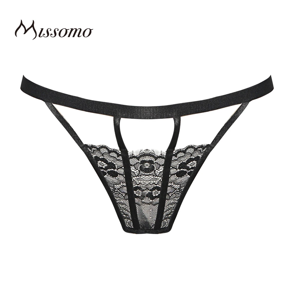 Missomo 2018 New Fashion Women Black Sexy Lace Semi Sheer Underwear