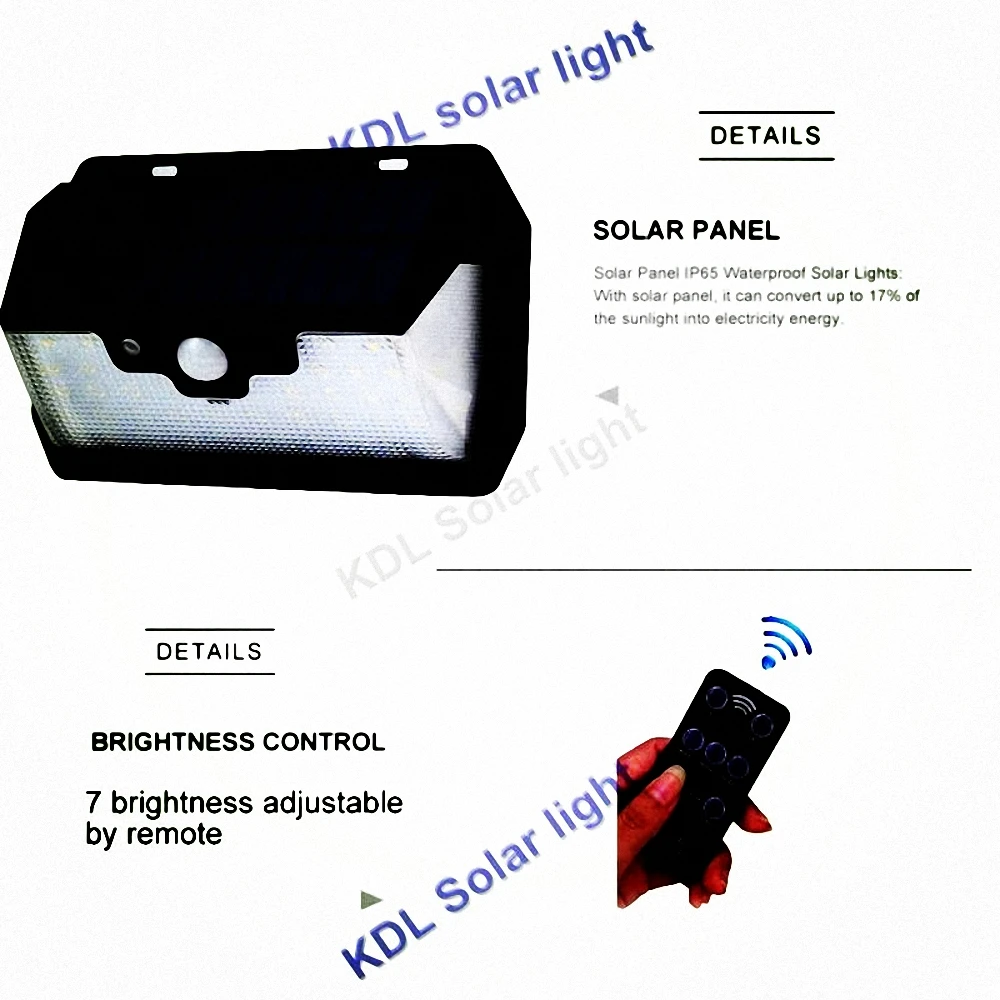 55 LED 900lm Solar Light remote control radar smart Solar Powered Lamp ...