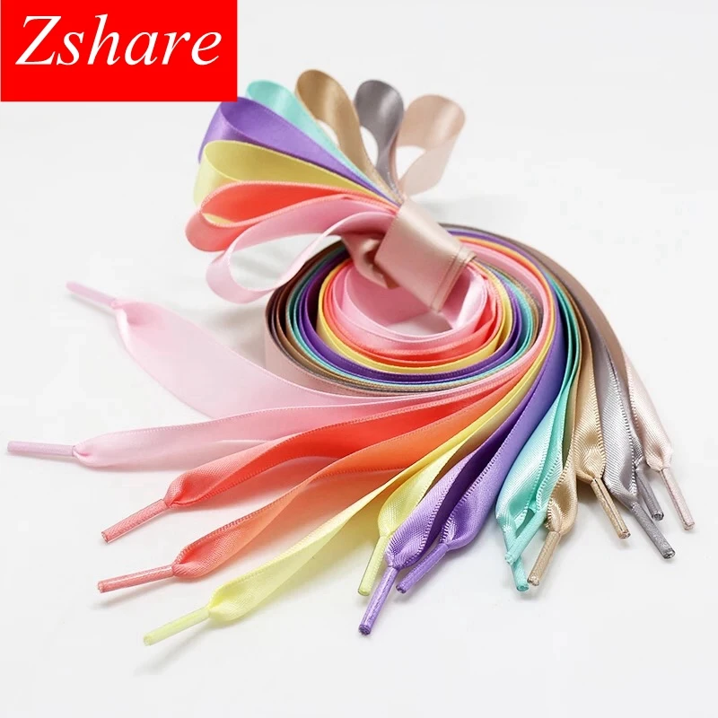 1Pair Satin Silk Ribbon Shoelaces off White Sneaker shoes lace Canvas ...