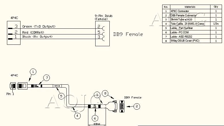 Customized rs232 db9 to rj11 rs232 to rj12 rj9 rj25 rj45 serial cable ...
