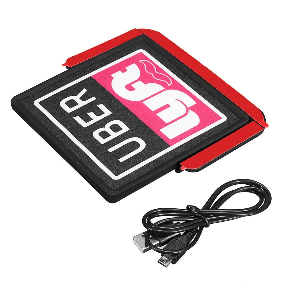 For UBER LYFT LED USB Rechargeable Car Flashing Light Sticker Bright ...