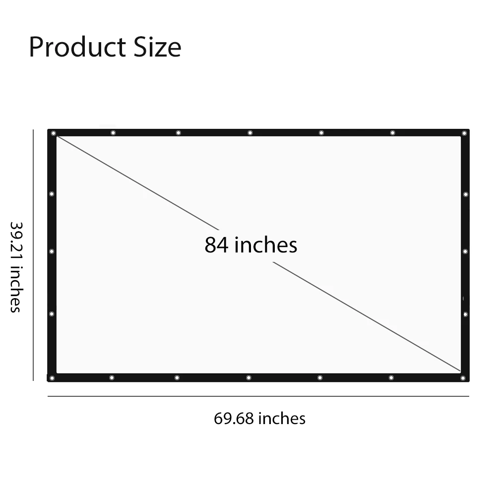 84 Inch 16:9 HD Projector Screen Portable Folded Front Projection ...