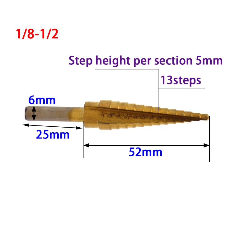 5pcs/Set Hss Titanium Coated Step Drill Bit The Pagoda Shape Hole ...