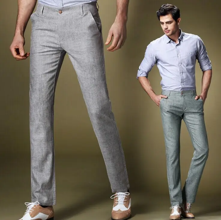5 colors Men's cotton and linen trousers Wholesale leisure men's ...