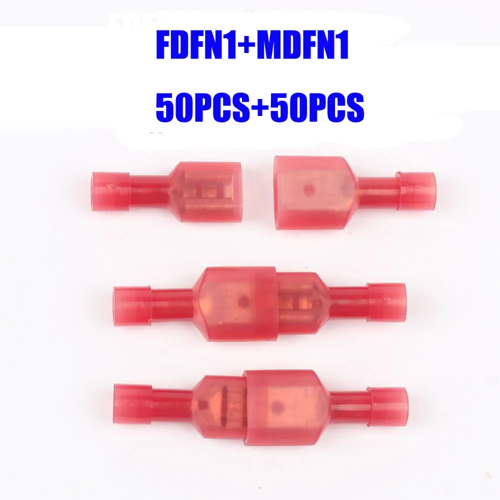 100Pcs FDFN1.25 250 MDFN1.25 250 Nylon tranparent insulated terminal ...