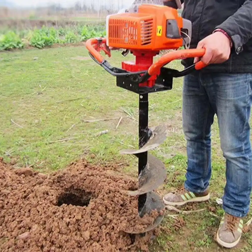 71CC Gasoline Earth Auger With 15cm Drilling Head High Power Two Stroke ...