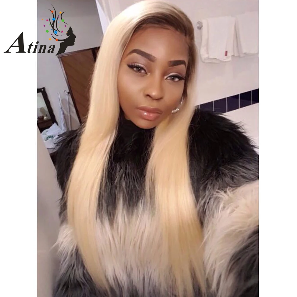 150 Density Ombre T4 613 Blonde Lace Front Wig Straight Remy Two Tone 150 Density Ombre T4 613 Blonde Lace Front Wig Straight Remy Two Tone
