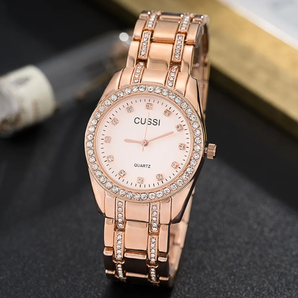 Cussi 2019 Luxury Women Watches With Rhinestones Rose Gold Ladies ...