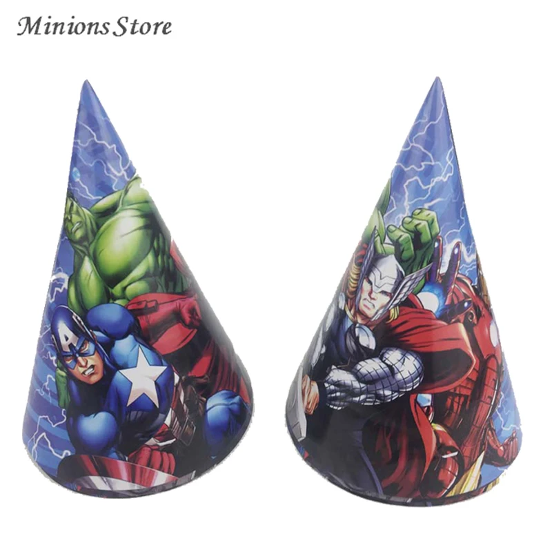 6pcs/lot Avengers Theme Party Paper Caps Hats For Kids Children ...