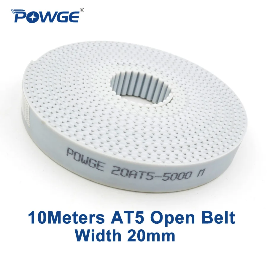 POWGE 10Meters Trapezoid PU AT5 Open synchronous belt AT5 20mm Width ...