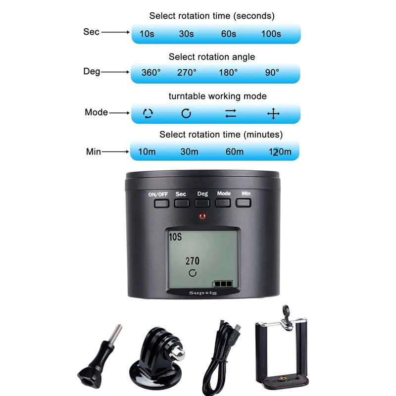 Suptig-360-Degrees-Rotating-Adjustable-Time-Lapse-Stabilizer-Tripod ...