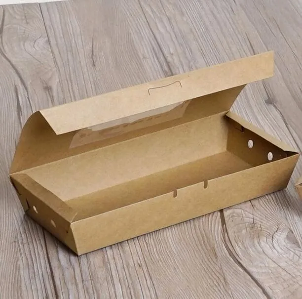 gift kraft paper cookies package box with window brown paper cookies ...