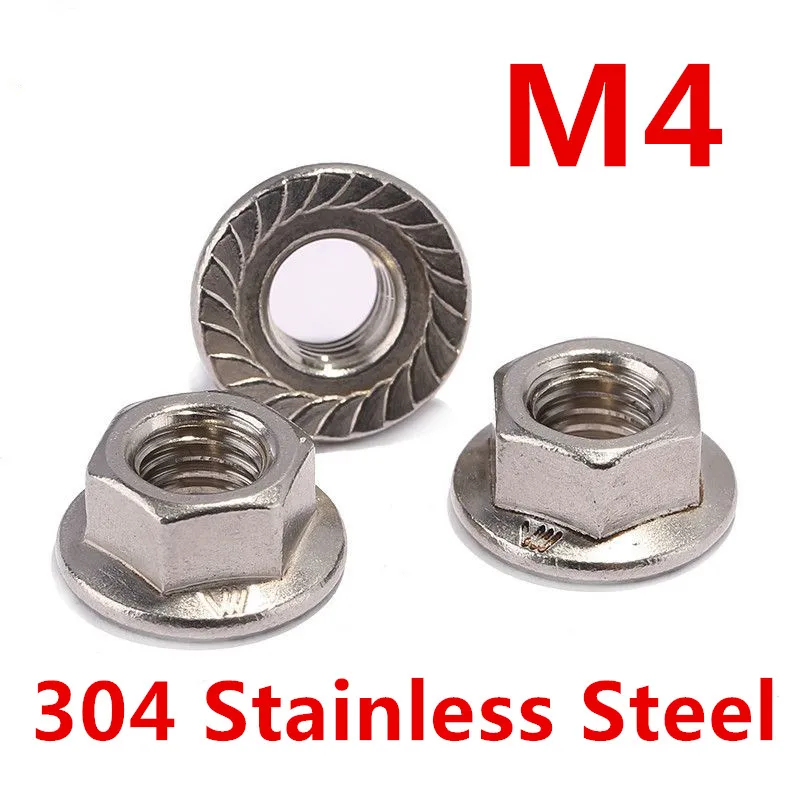 50 pieces Metric M4 304 Stainless Steel Hex Head Serrated Spinlock ...