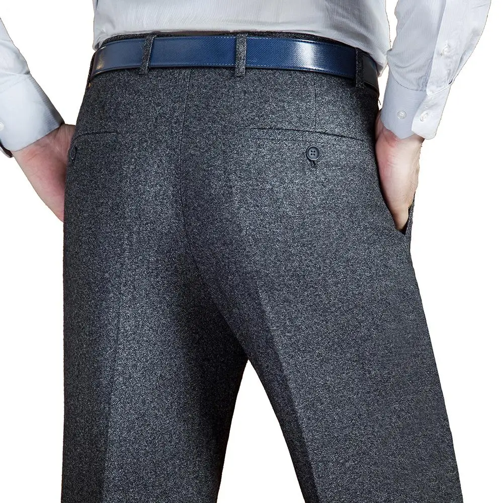 Icpans preto terno pant para homem solto lã masculino terno calças ...
