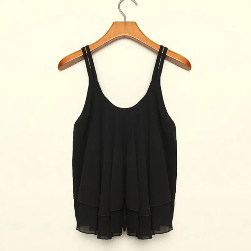 Casual Tanks Camis Women Casual Camis Summer Chiffon Tops Double Layer