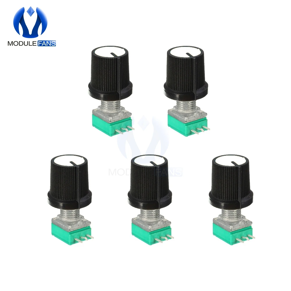 10pcs Rotary Potentiometer Knurled Shaft Single Linear B Type B10k Ohm ...