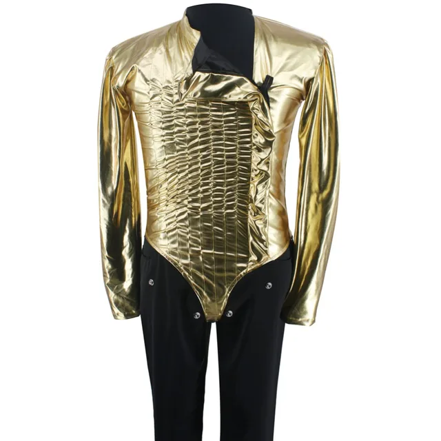 Hot Mj Michael Jackson Classic Bad Dangerous Jam Golden Body Suit