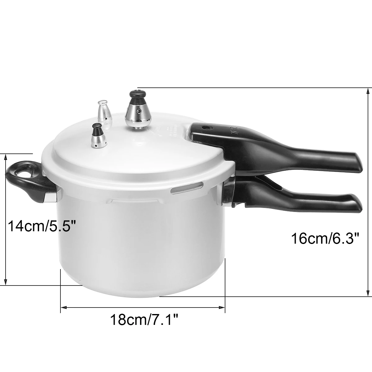 3L 18cm Aluminum Alloy Pressure Gas Cooker Universal Rice Beans Meat ...