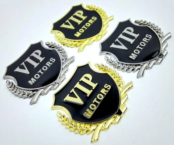 2 Pieces Silver Gold Chrome Metal VIP Motors Car Window Stickers ...