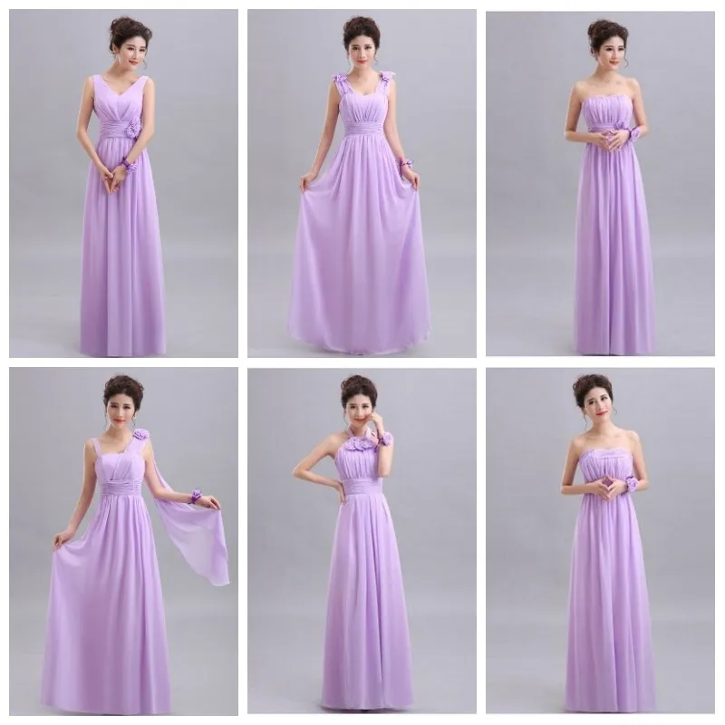 Beleza emily roxo longo chiffon blush rosa vestidos de dama de honra ...