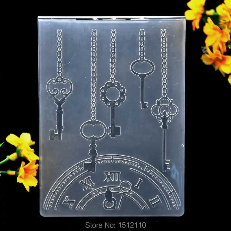 Clock-Key-Plastic-Embossing-Folder-For-Scrapbook-DIY-Album-Card-Tool ...