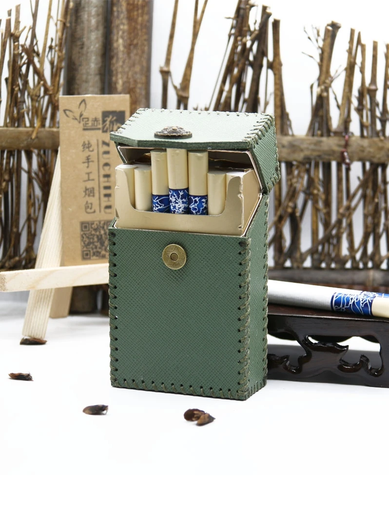 Cowhide Leather Cigarette Case Hard Box Smoke Set Soft Pack Shell 20pcs ...