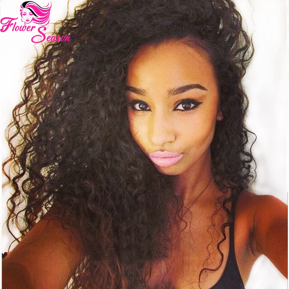 Kinky Curly Silk Top Glueless Full Lace Wig Virgin Brazilian Human Hair