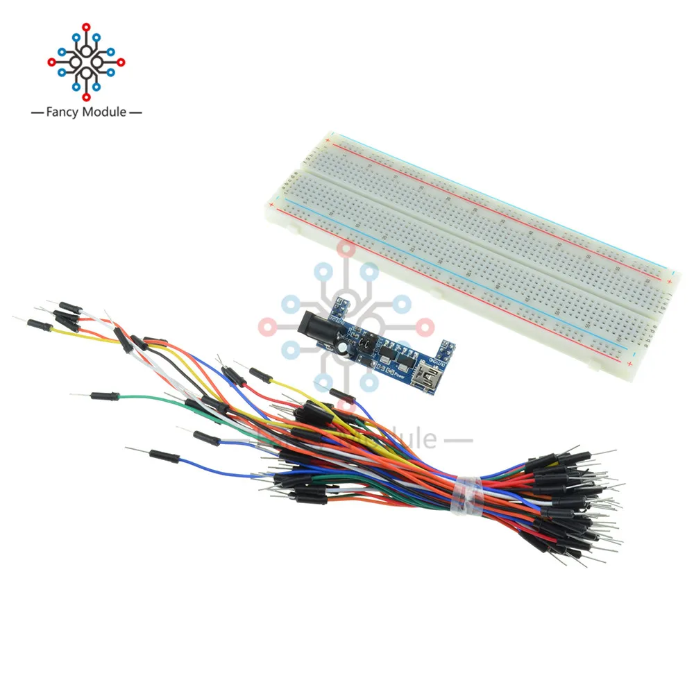 MB102 Power Supply Module 3.3V 5V + MB102 Breadboard 830 Point + Jumper ...