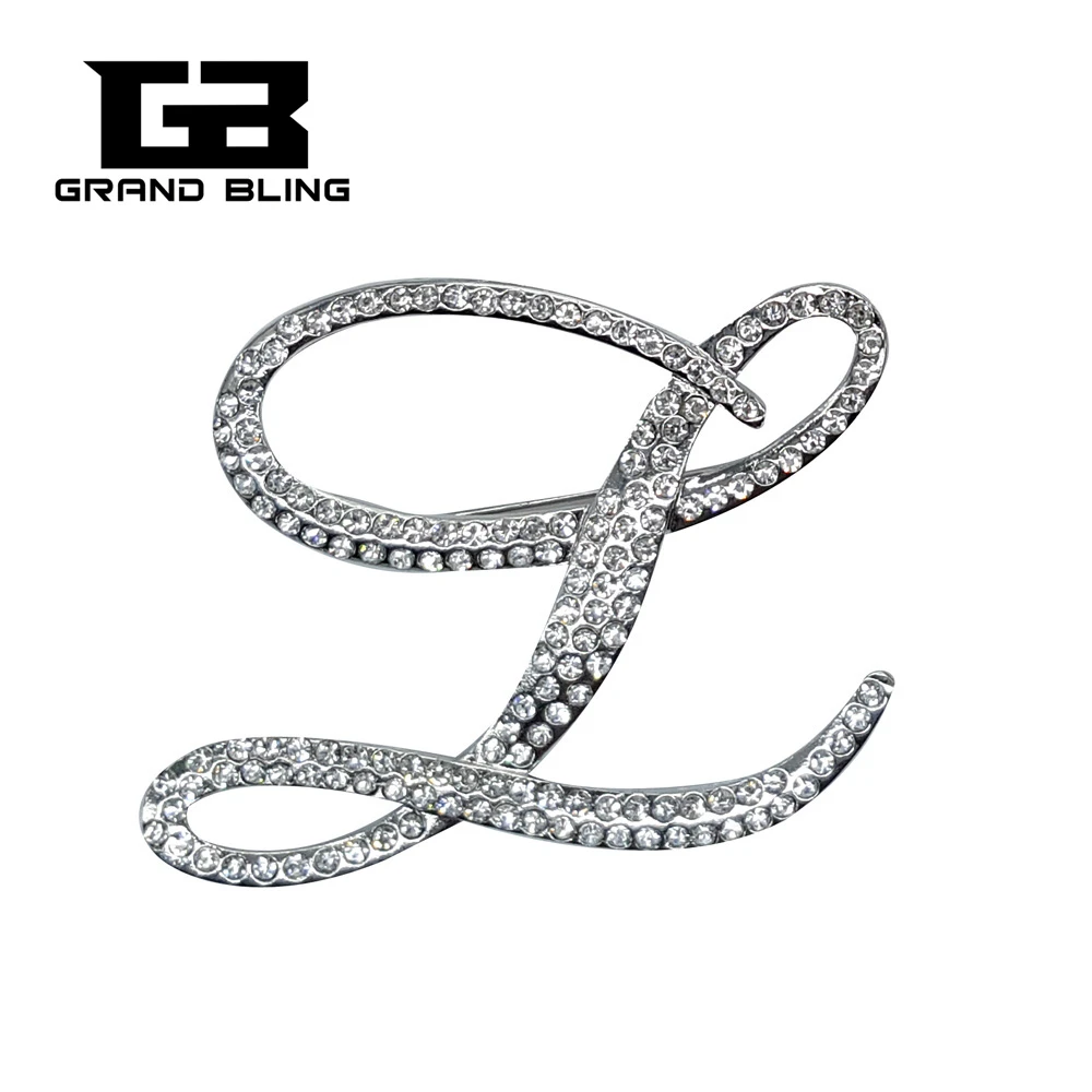 Bingbling Luxury Look Fancy Crystal Large Script Letter "l" Brooch Pin ...