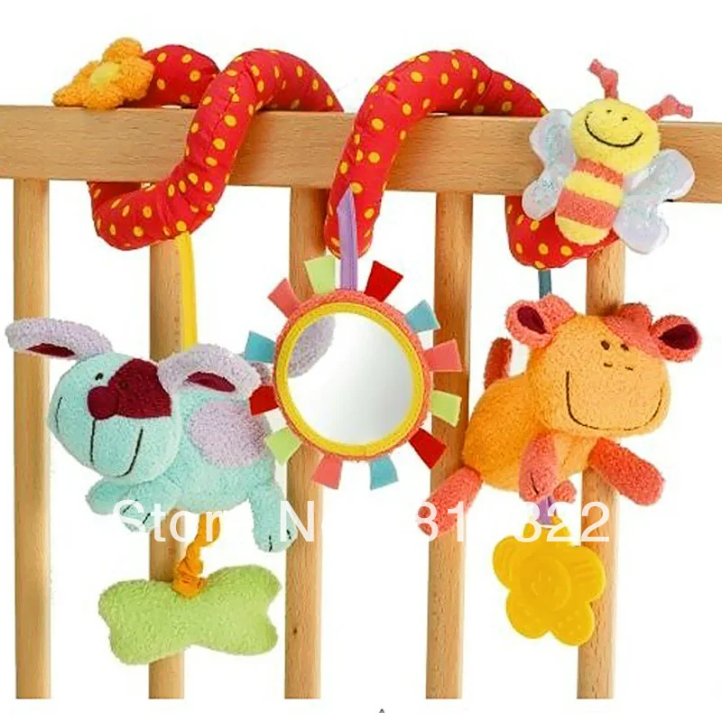 spiral Activity hooter rattle Spiral bed pram hang bell beep plush toy ...