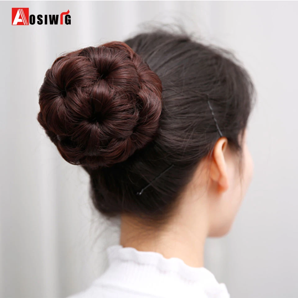 AOSIWIG Natural Hairpieces Synthetic Chignons Ponytails Heat Resistant ...