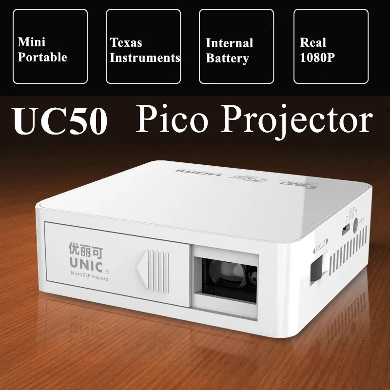 Unic UC50 800 Lumens Mini DLP Projector 1000:1 Pico Home Cinema ...