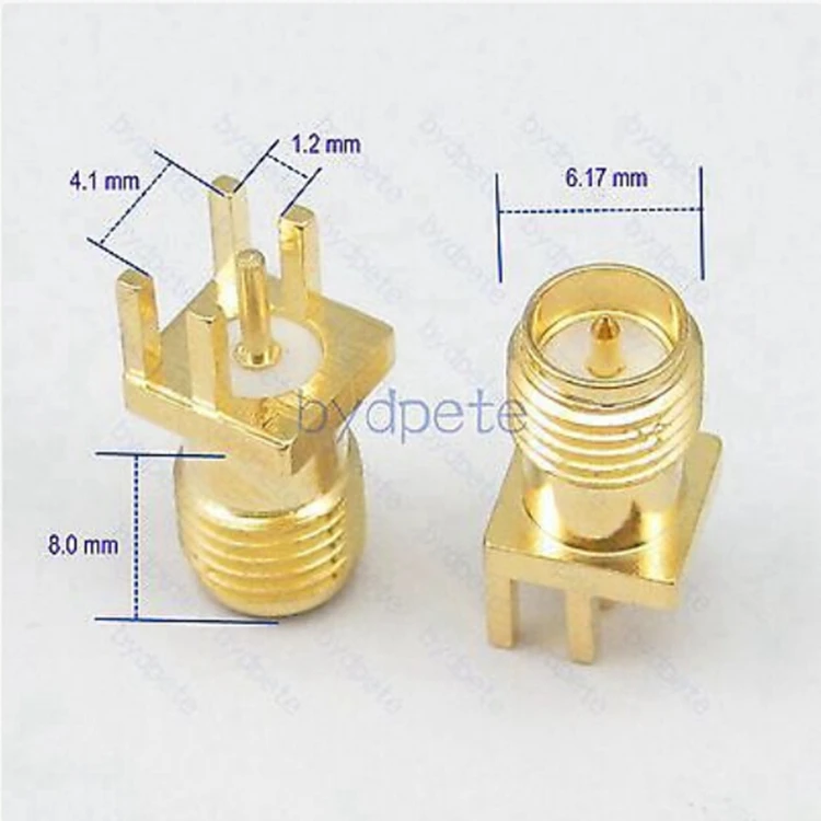 Rp-sma Female Connector 1.2mm 4.1mm Socket Pcb Edge Mount Square Panel ...