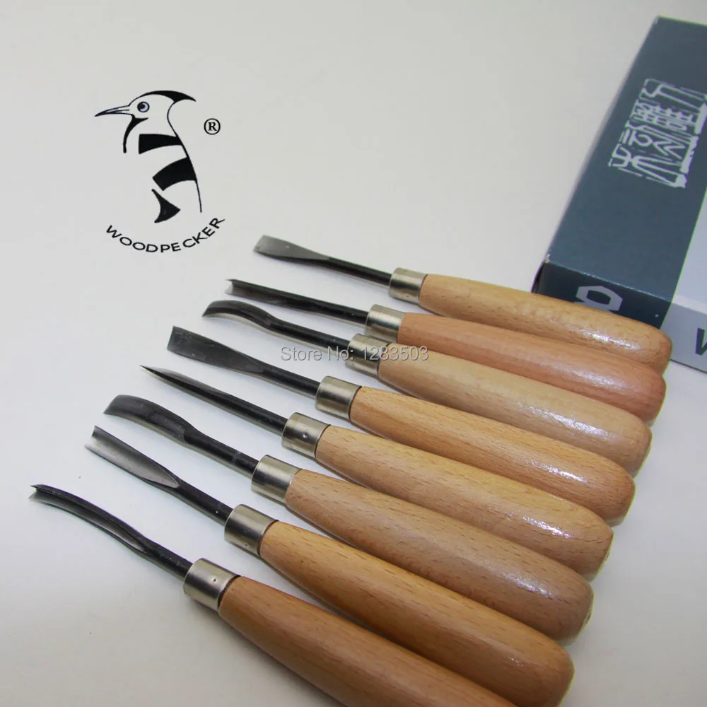 8Pcs-Woodpecker-Dry-hand-Wood-Carving-Tools-Chip-Detail-Chisel-set ...