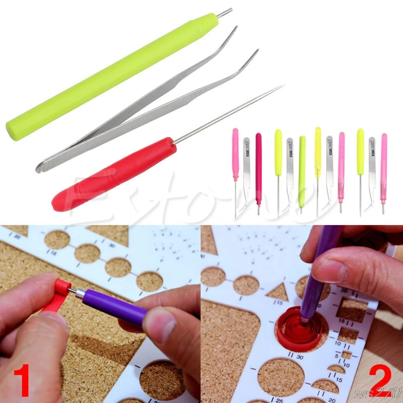 Hot 3Pcs Quilling Tweezer Slotted Paper Needle Cardmaking DIY Hand ...