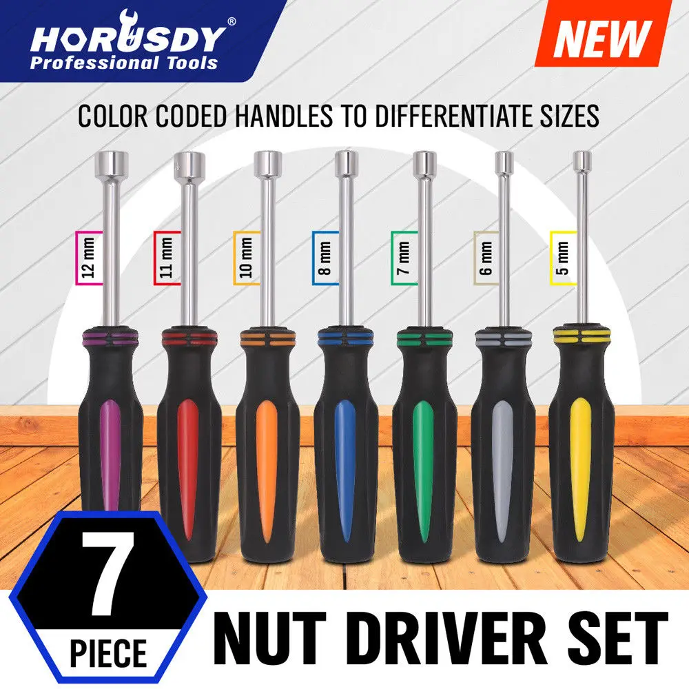 7pcs Hollow Shaft Nut Driver Metric Set Screwdriver Set Hex Bit Metal ...